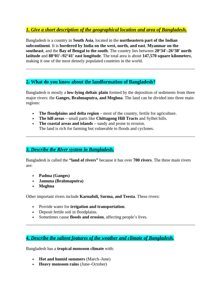 Geographical Features of Bangladesh | PDF | Bangladesh | Bengal