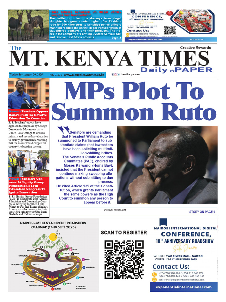 August 20, 2025 MT Kenya Times EPAPER | PDF | Kenya