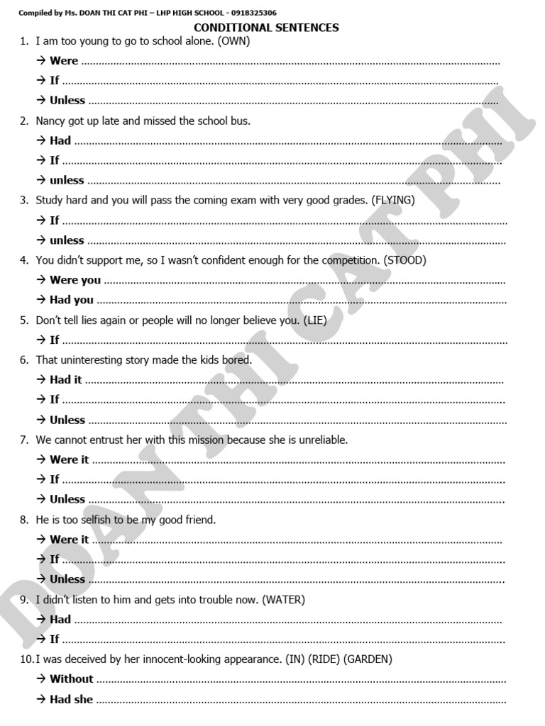 Conditional Sentences Transformation | PDF | Chess Theory | Chess