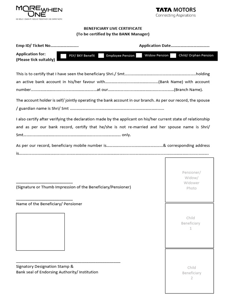 Beneficiary Live Certificate Guidelines | PDF