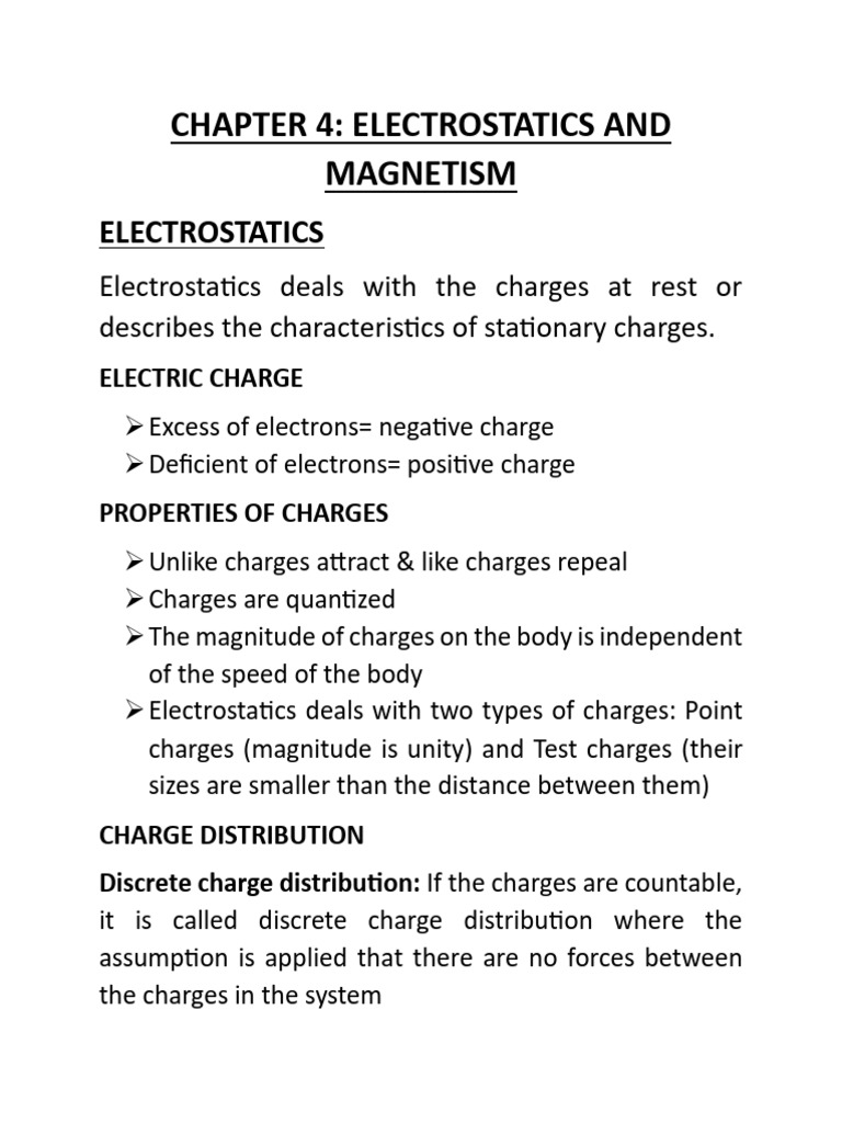 Electrostatics and Magnetism Overview | PDF | Magnetic Field | Electric ...