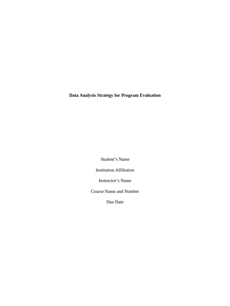 Data Analysis Strategy For Program Evaluation... | PDF | Data Analysis | Statistics