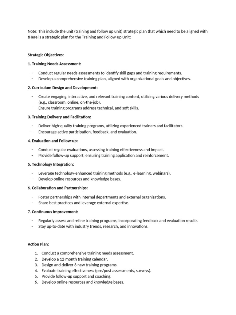 Training Strategic Plan | PDF | Evaluation | Educational Technology