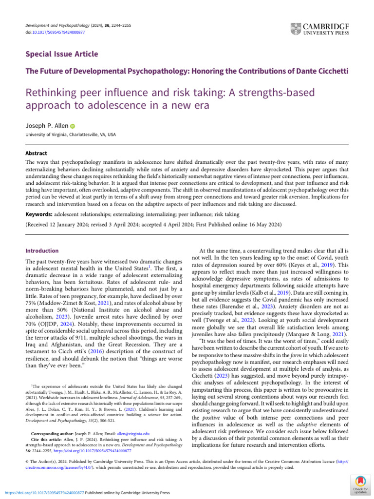 Rethinking Peer Influence and Risk Taking A Strengths Based Approach To ...