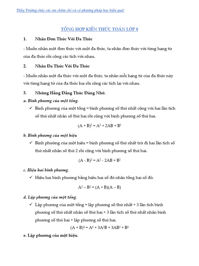 Tong Hop Kien Thuc Lop 8 PDF | PDF