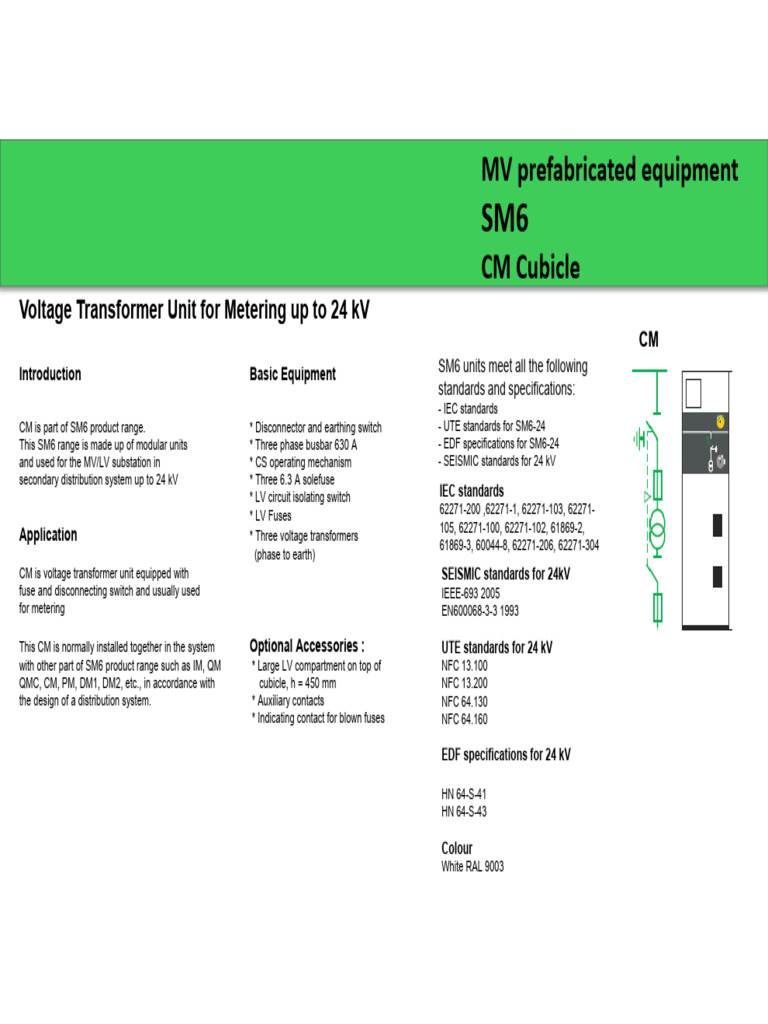 Voltage Transformer Unit for SM6 Cubicle | PDF | Humidity | Fuse ...