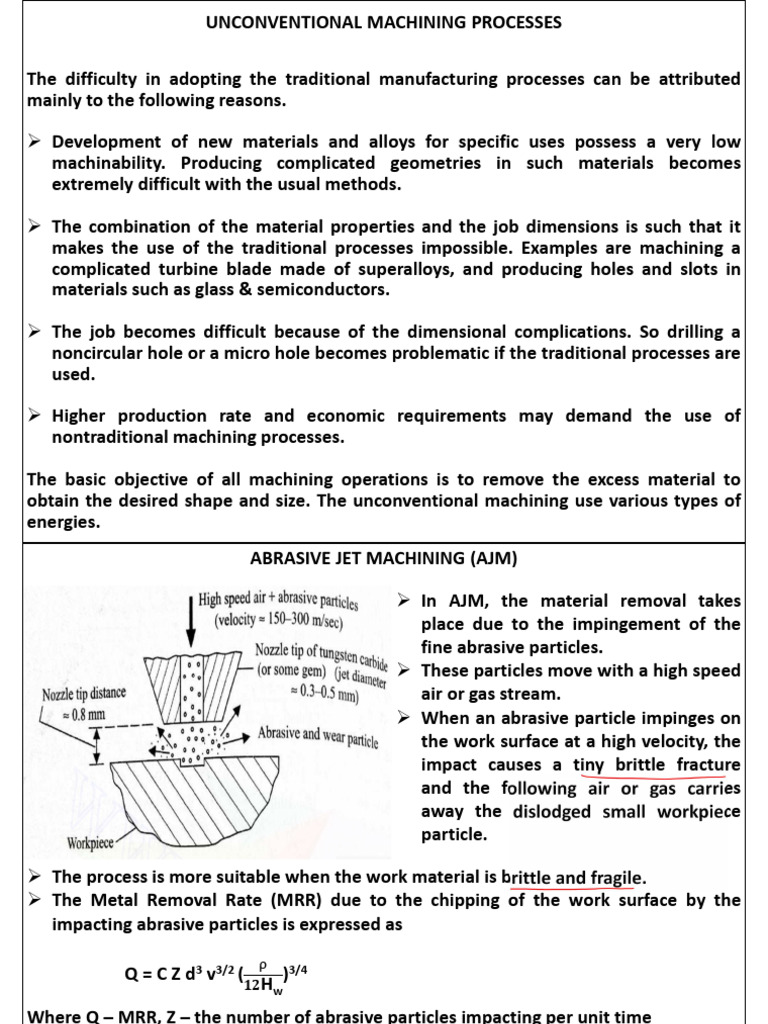 Unconventional Machining Processes Explained | PDF | Grinding (Abrasive ...