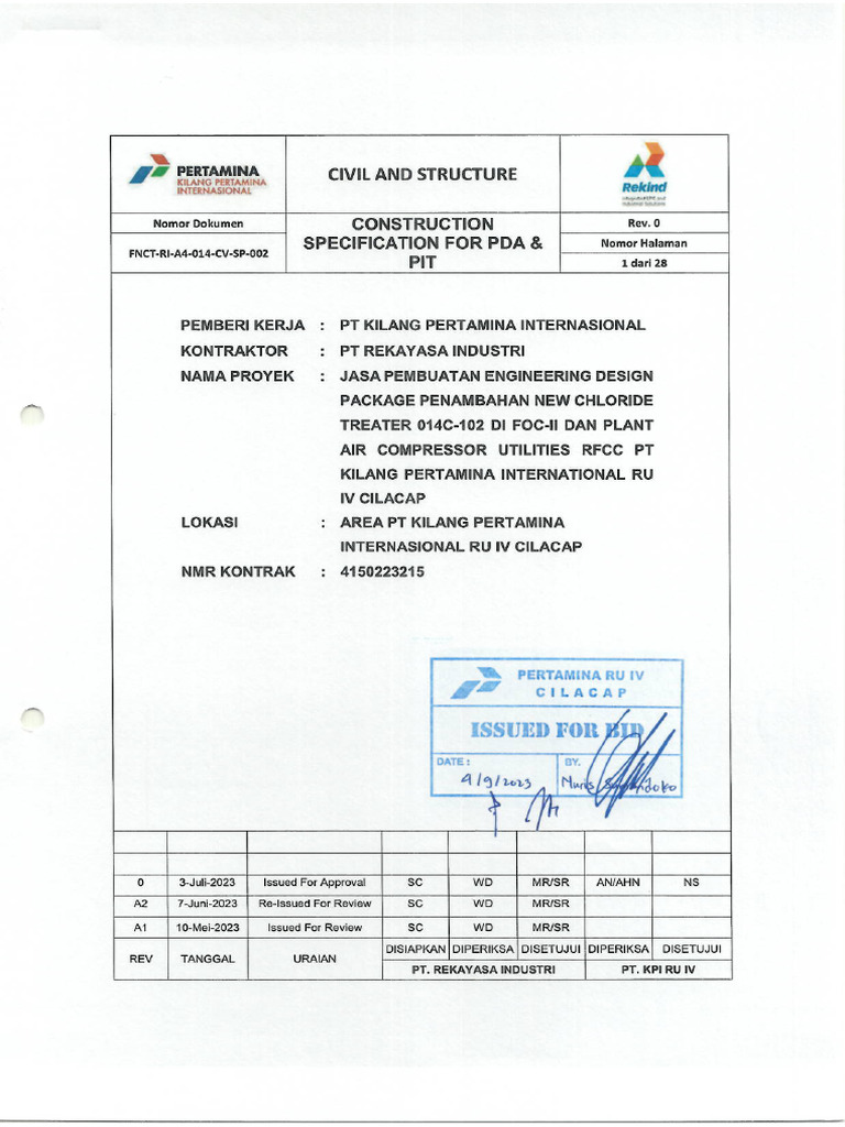 CV-SP-002 - Construction Spec. For PDA & PIT | PDF