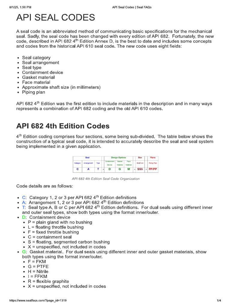 API Seal Codes - Seal FAQs | PDF
