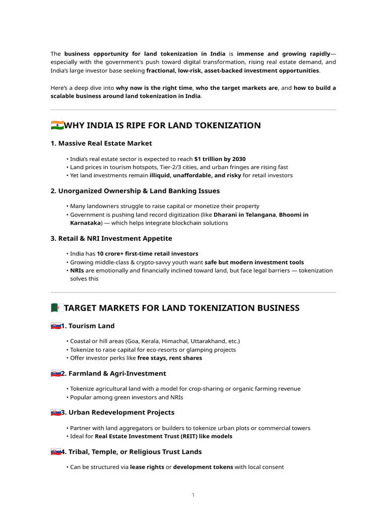 Land Tokenization Opportunities in India | PDF | Economies