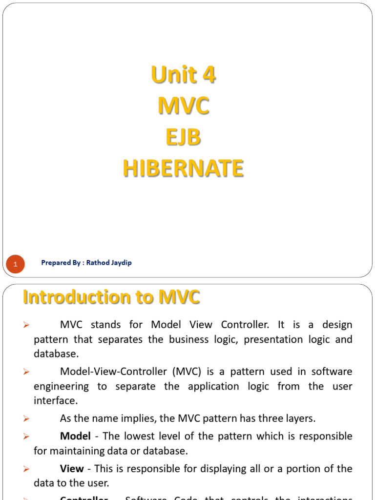 J2EE Unit 4 | PDF | Model–View–Controller | Databases