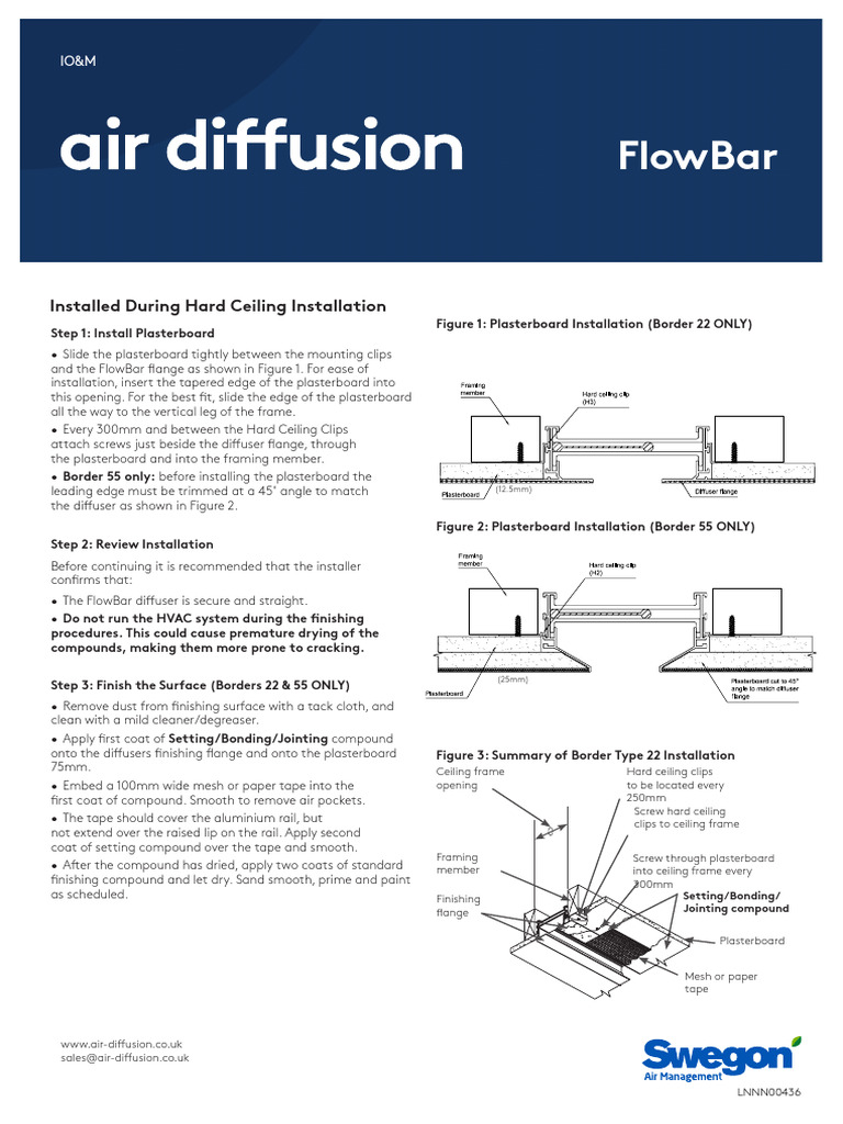 FlowBar Diffuser Installation Guide | PDF | Drywall | Screw