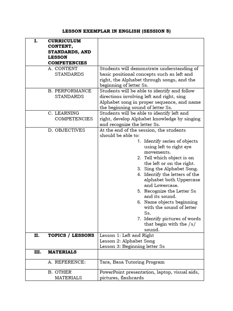 Lesson Exemplar in English (Session 8) | PDF | Human Communication | Learning
