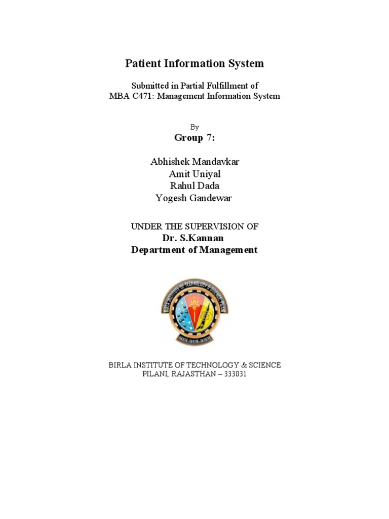 Patient Information Management System | PDF | Patient | Databases