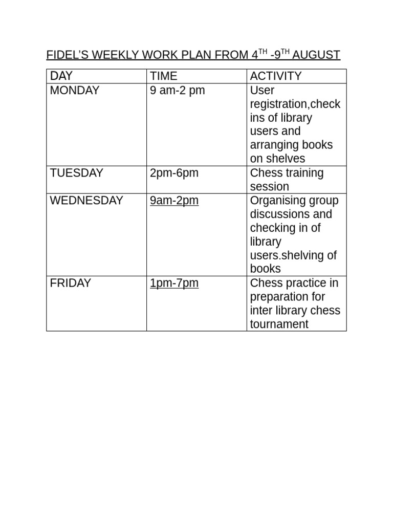 Work Plan - Fidel | PDF
