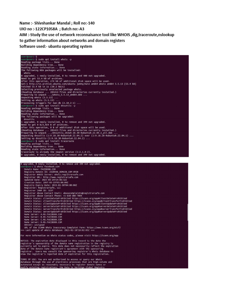 Network Reconnaissance Tools Study | PDF