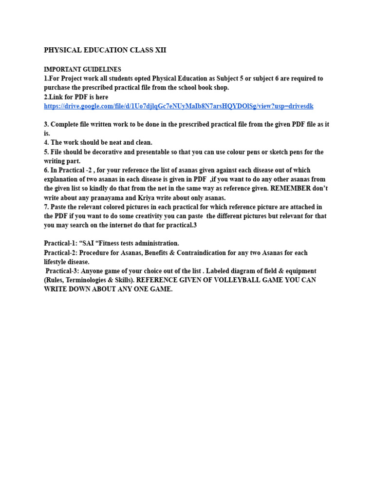 Class XII Physical Education Guidelines | PDF