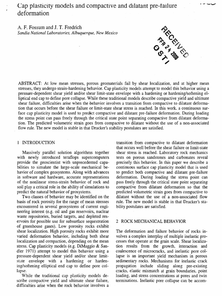 Cap Plasticity Models and Compactive and Dilatant Pre-Failure | PDF ...