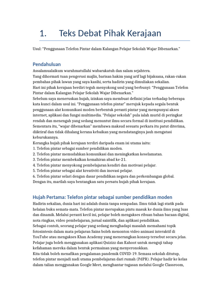 Teks Debat Pihak Kerajaan Panjang | PDF