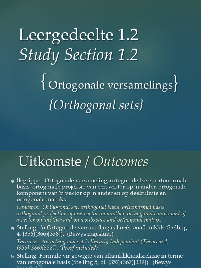 Unit 1-2a - 2b Orthogonal Set | PDF | Basis (Linear Algebra) | Matrix (Mathematics)