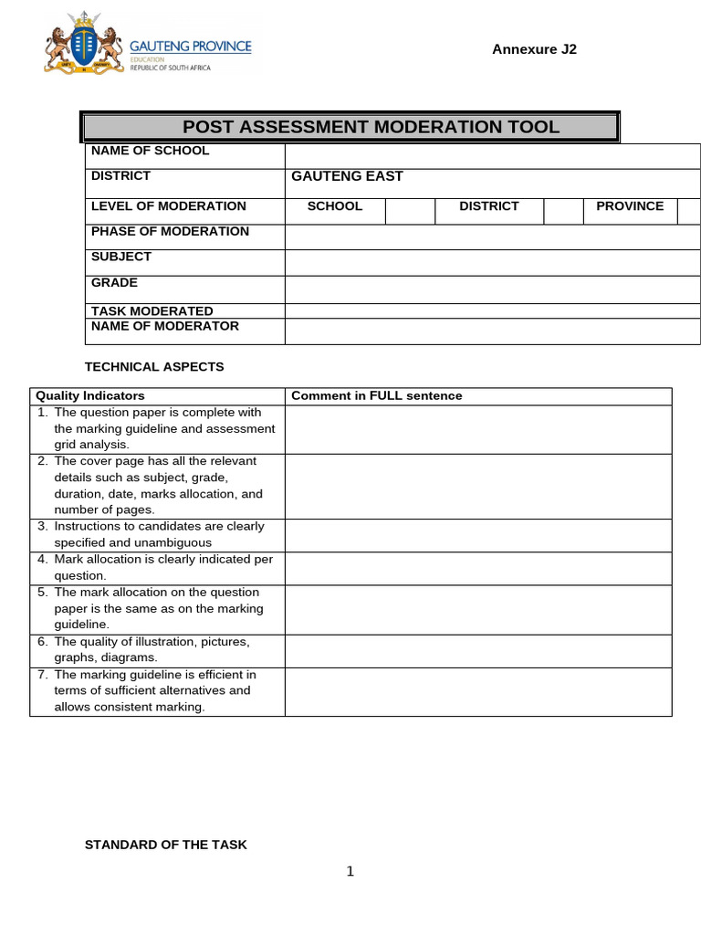 J2 Post Assessment Moderation Tool | PDF | Multiple Choice | Cognitive ...