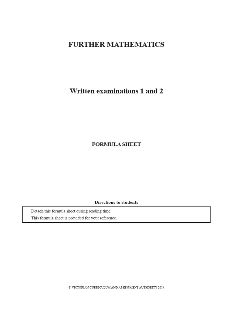 Further Maths GCSE Formula Sheet | PDF | Mathematics | Statistical Analysis