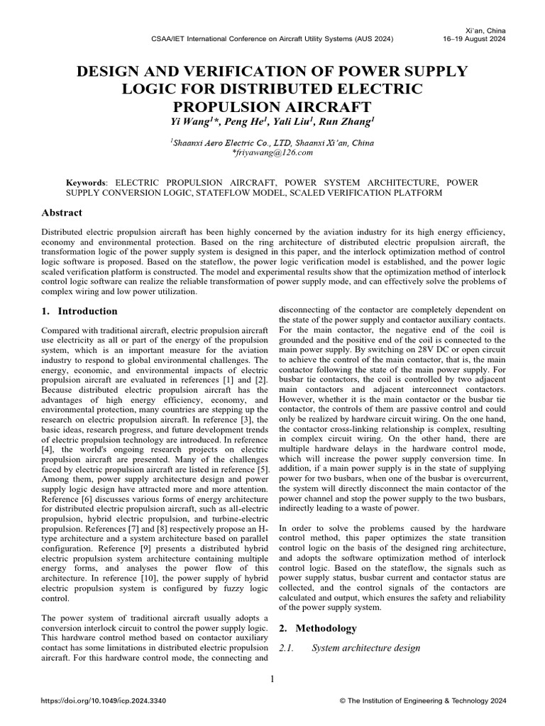 Power Supply Logic for Electric Aircraft | PDF | Power Supply ...
