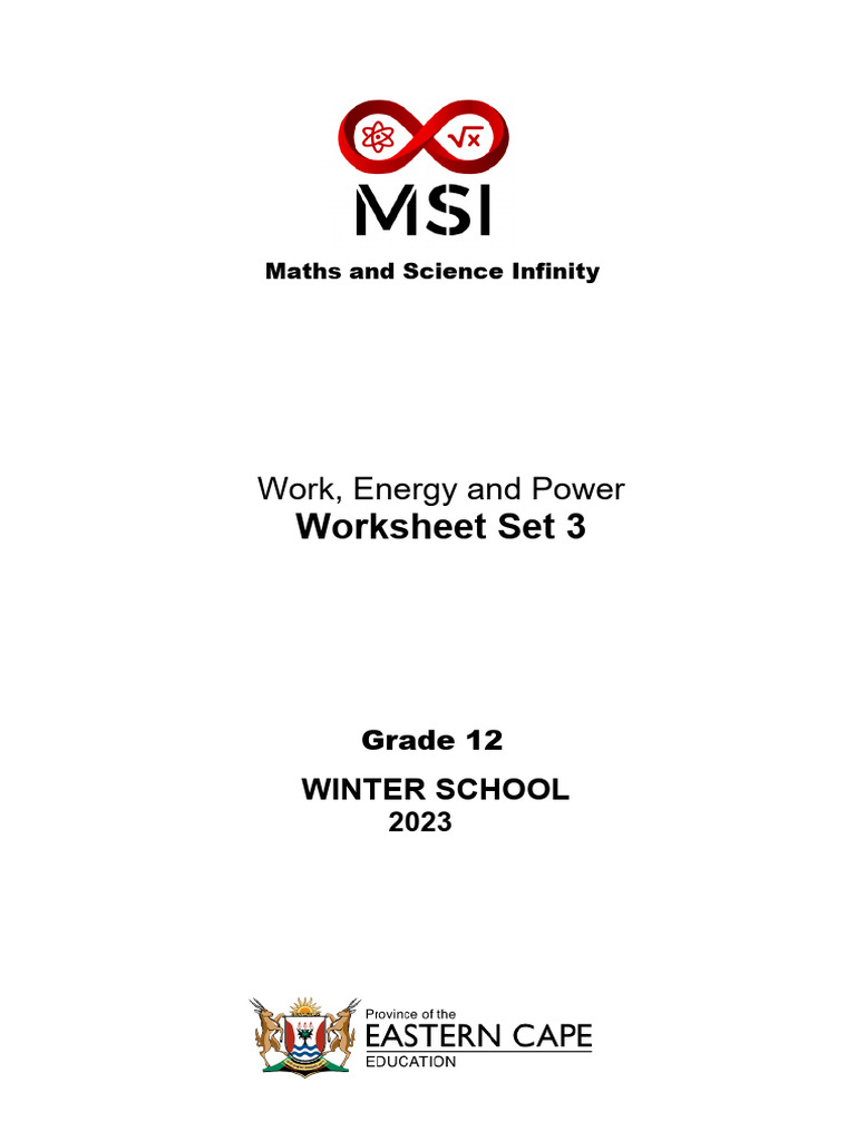 Work Energy and Power - Worksheets Set 3 - Comprehensive | PDF | Force ...