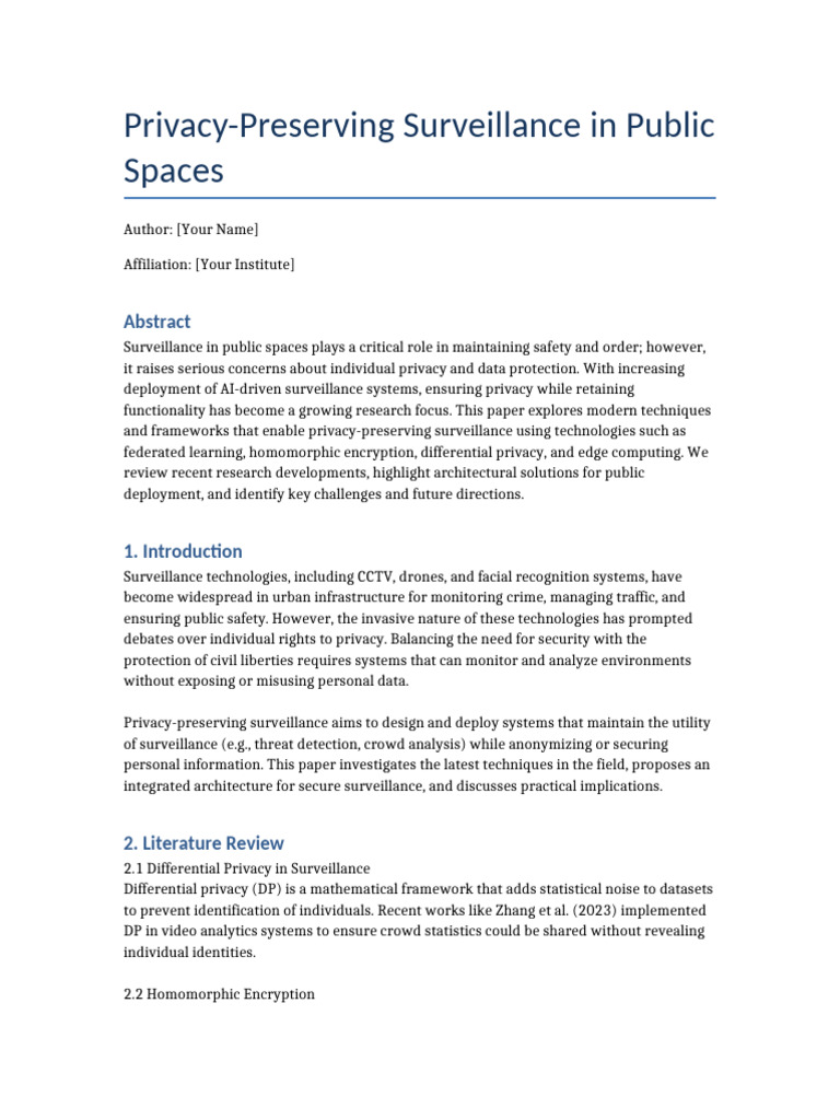 Privacy-Preserving Surveillance Techniques | PDF | Surveillance | Closed Circuit Television