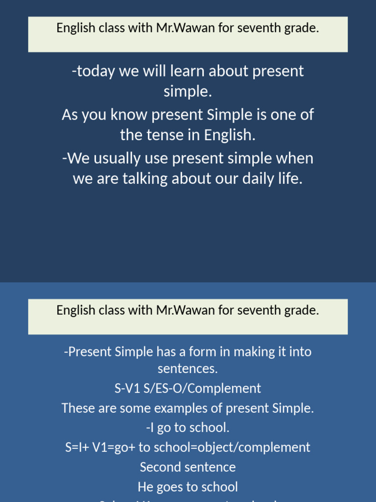 Present Simple Tense Lesson Plan | PDF