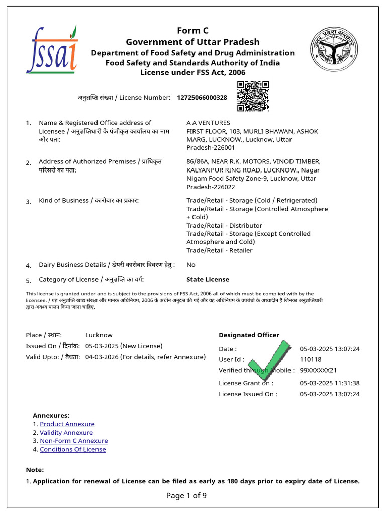 FSSAI License for Standardised Food Products | PDF | Foods | Legume