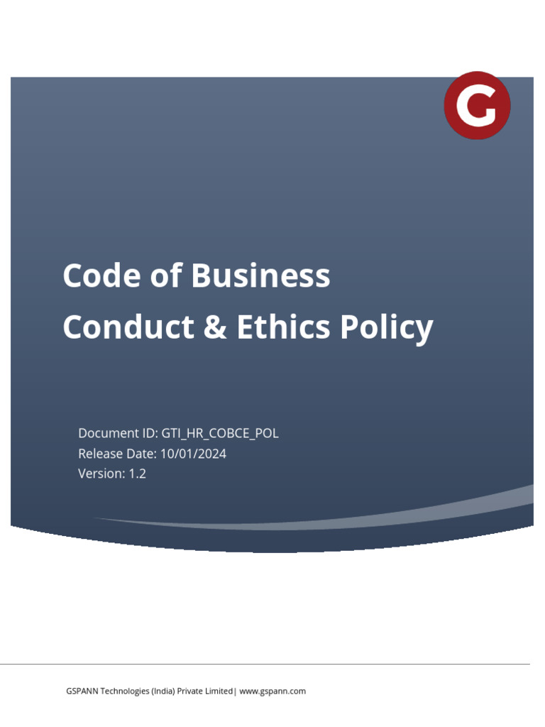 GSPANN Code of Conduct & Ethics Policy | PDF | Harassment | Business Ethics