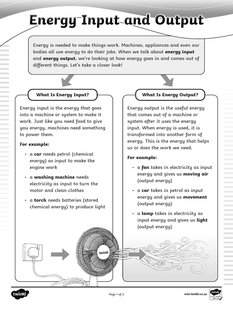 Energy Input and Output BW | PDF | Engines | Electrical Engineering