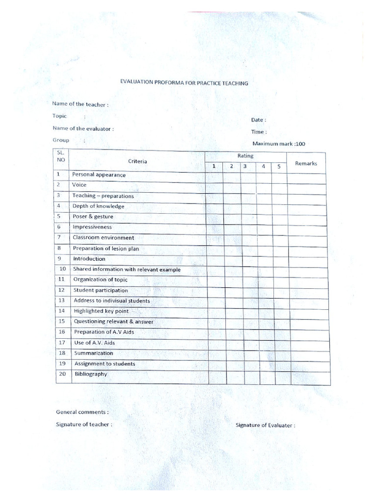 Evaluation Proforma N Clinical Demonstration Skills | PDF
