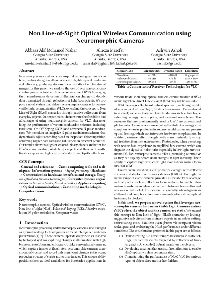 Non Line-Of-Sight Optical Wireless Communication | PDF | Information ...