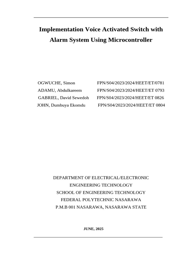Implementation of Voice Alarm Activated Switch Using Microcontroller ...