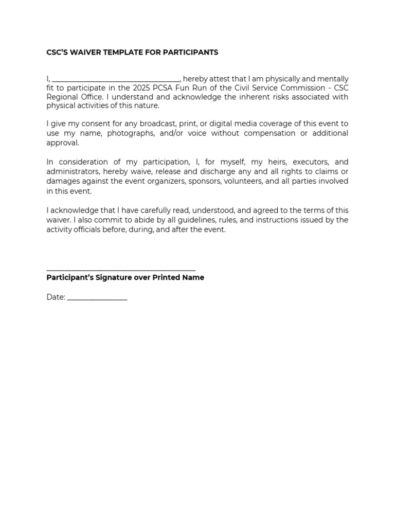 CSC Fun Run - Waiver | PDF