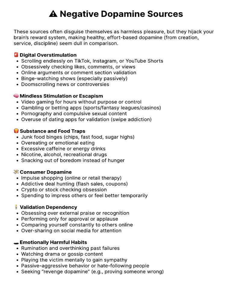 Negative Dopamine Sources | PDF