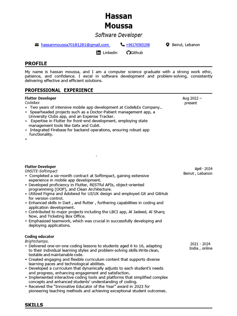 Hassan Moussa Cv | PDF | Software Development | Computer Programming