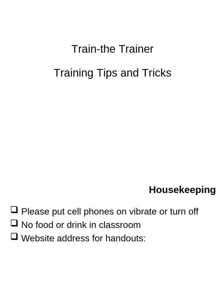 Train The Trainer TIPS | PDF | Learning | Adult Education