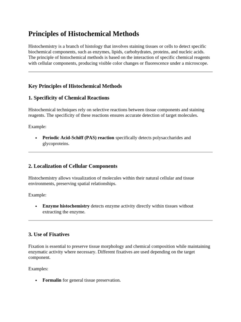 Principles of Histochemical Methods PTH 501 | PDF | Cytopathology ...