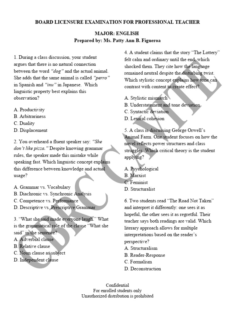 English Teaching Exam Questions Guide | PDF | Linguistics | English ...