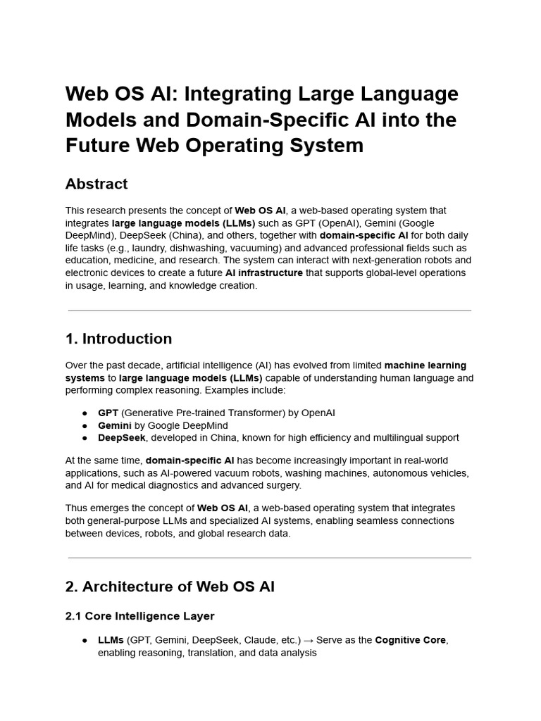 Web OS AI - Integrating Large Language Models and Domain-Specific AI Into The Future Web ...