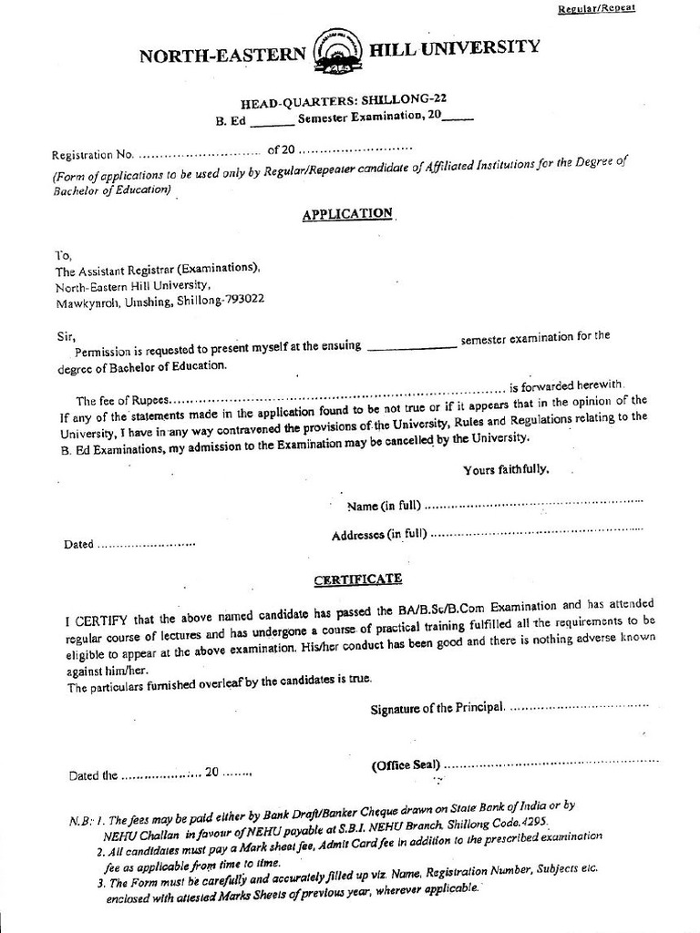 Bed Exam Form | PDF