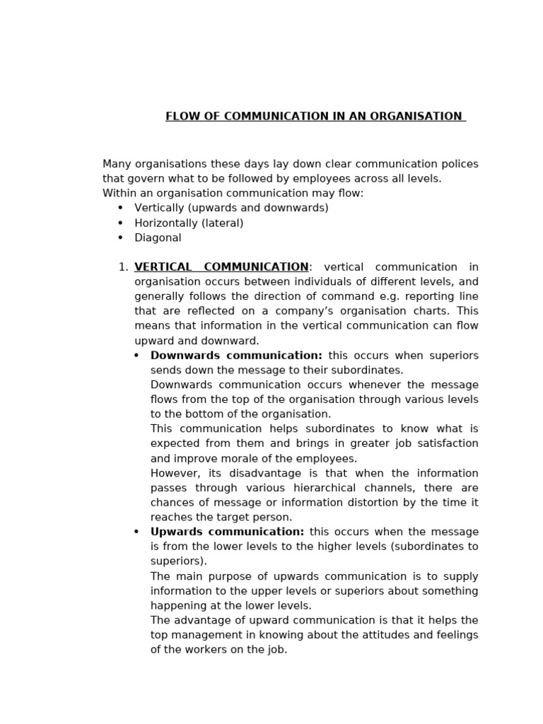 Communication Flow in Organizations | PDF | Hierarchy | Communication