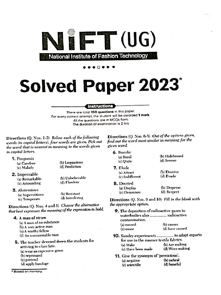 Previous Year Paper - 2023 | PDF