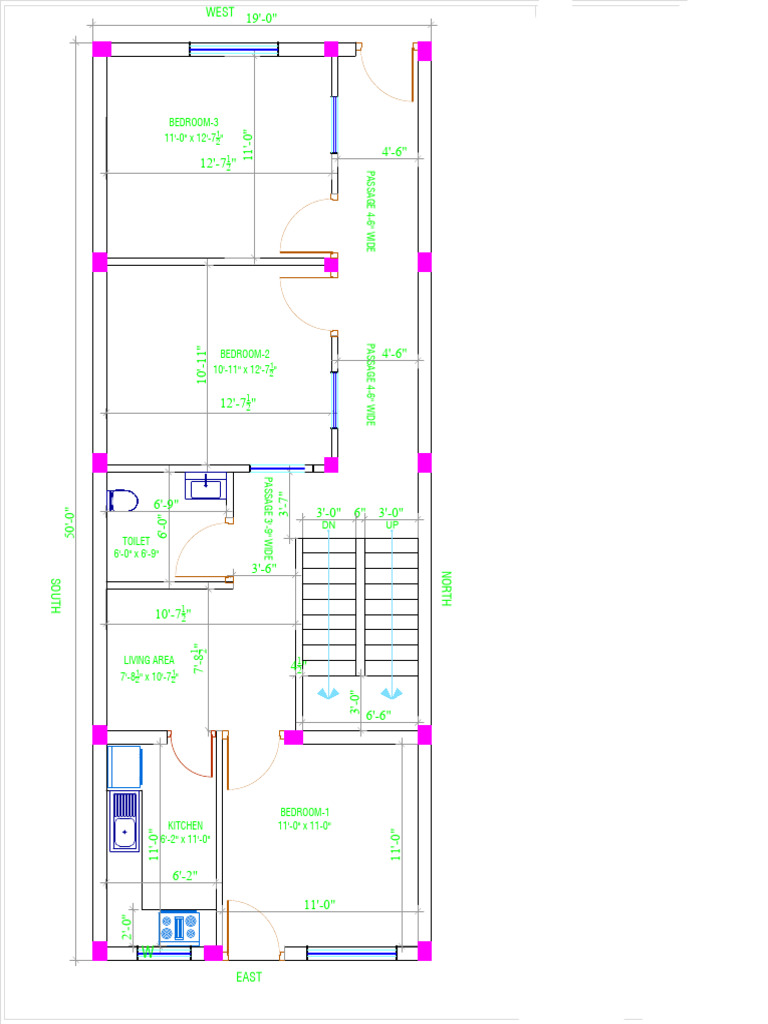 19x50 House Plan | PDF