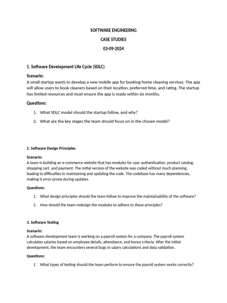 Software Engg Case Studies | PDF