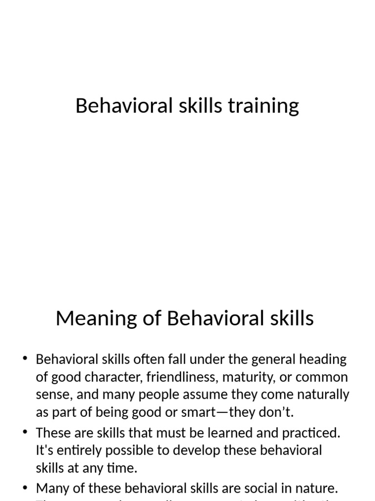 Behavioral Skills Training Explained | PDF | Psychological Concepts ...