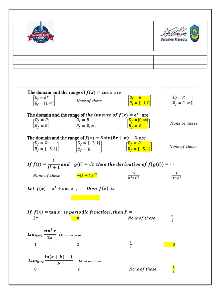 Model Answer of Final Exam Math 001 | PDF | Chess Theory | Chess
